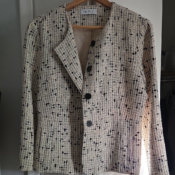 The Fold | Jackets & Coats | The Fold Ivory And Black Tweed Blazer 2 ...